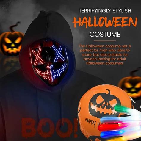 Purge Halloween Mask And Light Up Gloves Set Redstar Fancy Dress