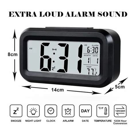 Rectangular Black Digital Led Alarm Clock Size 14w X 8h Centimeters