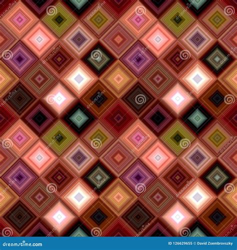 Colorful Seamless Abstract Diagonal Square Tile Mosaic Pattern