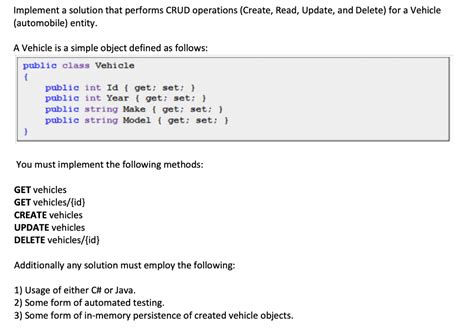 implement a solution that performs crud operations