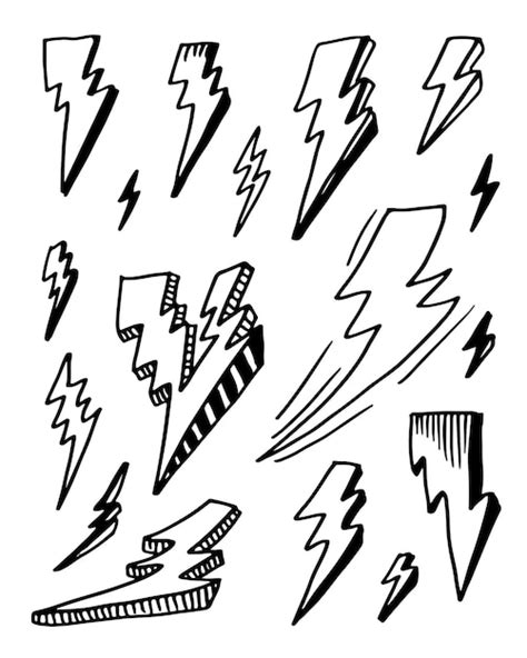 Premium Vector Hand Drawn Of Thunderbolt And Lightning Bolt
