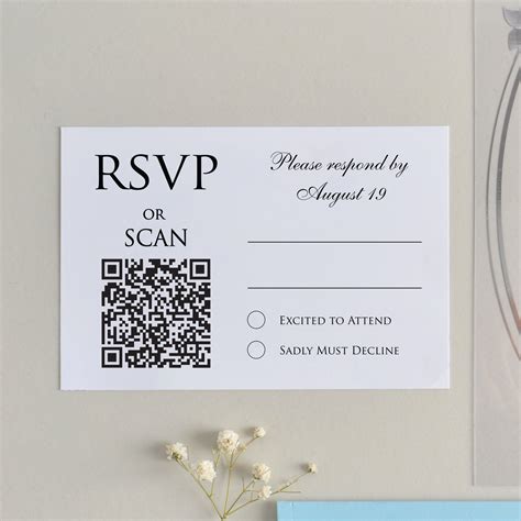 Qr Code Rsvp Card Template Wedding Rsvp Card Rsvp Insert Minimalist