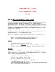 SPSS Lab 4 ANOVA Part 2 Completed With Answers Docx COM702 SPSS Lab