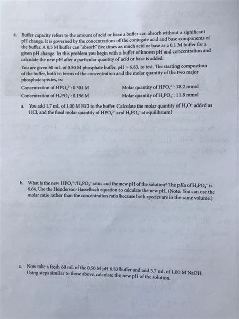 Solved Buffer Capacity Refers To The Amount Of Acid Or Base Chegg Com
