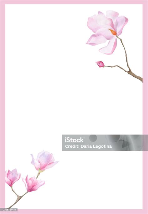 엽서 템플릿 수채화 핑크 목련 섬세한 배경 봄 꽃 포스터 꽃 프레임 인증서 디자인 로고 미용실 장식 여성의 날 어머니의 날 생일