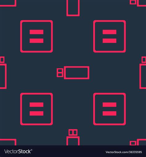 Set Pause Button And Usb Flash Drive On Seamless Vector Image