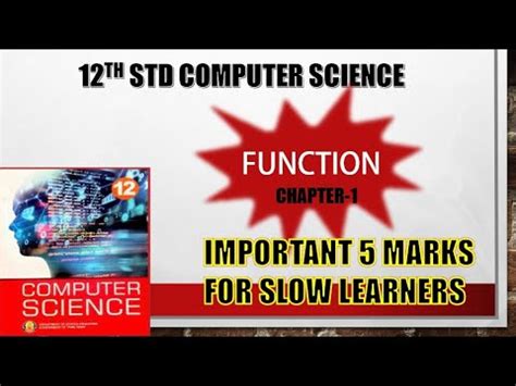 Th Std Computer Science Chapter Function Important Mark Answers