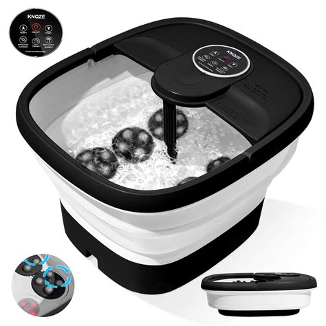 Knqze Foot Spa Massager With Heat Jets Bubble 24 Motorized Shiatsu Massage Ball Remote