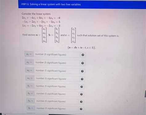 Solved HW1 6 Solving A Linear System With Two Free Chegg Com