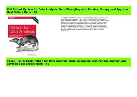 Python For Data Analysis Analysis And Wrangling U