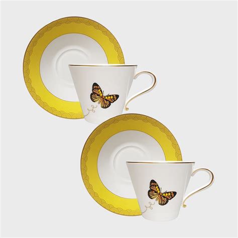 마이컬렉션 버터플라이 옐로우 커피잔 2인 세트 감도 깊은 취향 셀렉트샵 29cm