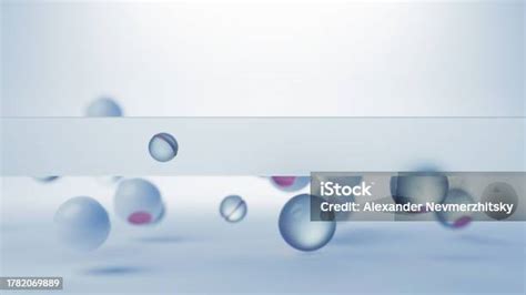 유리와 플라스틱 층의 그룹에서 배경 3d 추상화 입자 연구 주제에 대한 모형 공에 보케가 있는 매크로 보기 투명 유리 3d 렌더링 0명에 대한 스톡 사진 및 기타 이미지