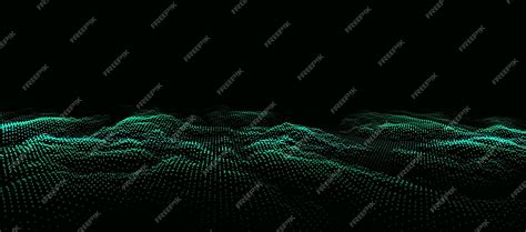 Premium Vector Dynamic Particle Wave Futuristic Green Point Wave Flow