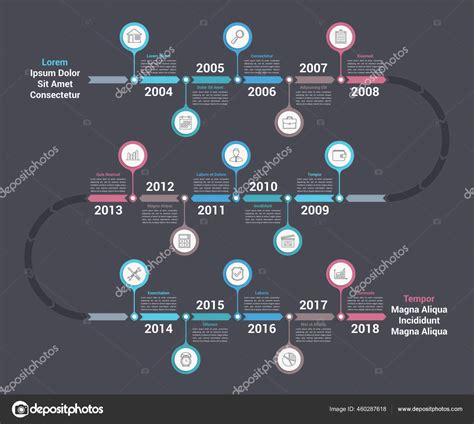 Timeline Infographics Template Arrows Workflow Process Diagram Vector Eps10 Illustration Stock