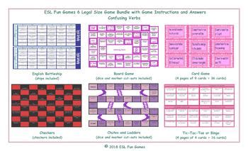 Confusing Verbs 6 English Legal Text Game Bundle TpT