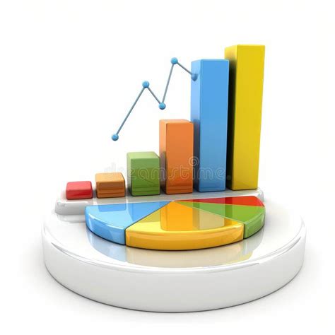 Colorful 3d Bar And Pie Charts Showing Business Growth And Success Stock Illustration