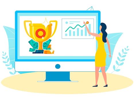 Premium Vector Female Presenter Pointing At Graph Vector Cartoon