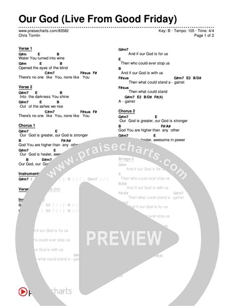 Our God Live From Good Friday Chords Pdf Chris Tomlin Praisecharts