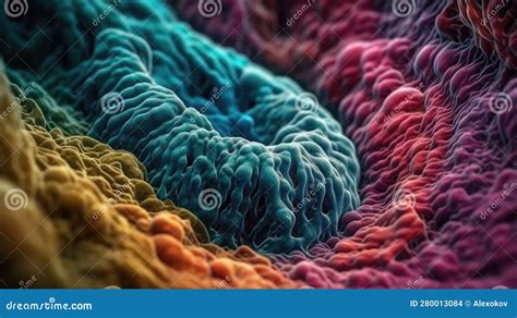 Vivid Microscopic View Of Digestive System Cells For Medical