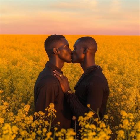 Black Lgbt Young Couple Kissing Gay Phot Digital Arts By Raphael Perez Artmajeur By Yourart