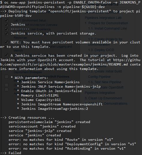 Command Line Interface Openshift Error Adding Jenkins App To A
