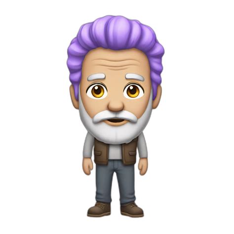 Ultra Ego Grandpa With Purple Hair Ai Emoji Generator