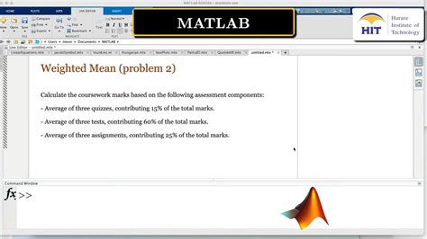 Matlab Weighted Mean Exercise 2 Youtube