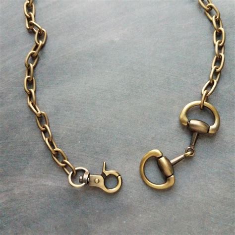 Antique Bronze Snaffle Bit Necklace Equestrian Necklace Brass Horse