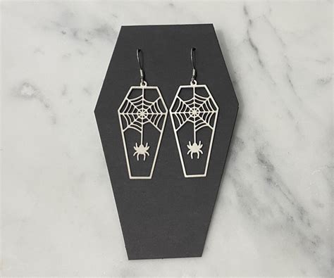 Gothic Coffin Earrings Coffin Earrings Spiderweb Jewelry Coffin