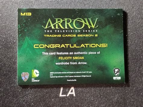 【la拍卖】cryptozoic 寒武纪 Dc Green Arrow 绿箭侠 第二季 艾米莉 贝特 理查兹 饰演 费莉希蒂 斯莫克 三色patch 瑕疵如图 Kt001 卡淘