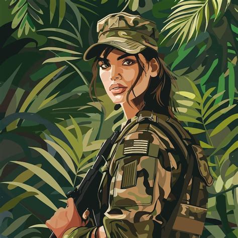 Premium Vector Female Soldier Illustration