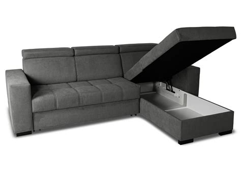 Gaja Ecksofa Mit Schlaffunktion Und Bettkasten Stoffbezug Dunkelgrau