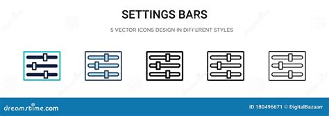 Settings Bars Icon In Filled Thin Line Outline And Stroke Style Vector Illustration Of Two