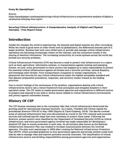 Securing Critical Infrastructure A Comprehensive Analysis Of Digital