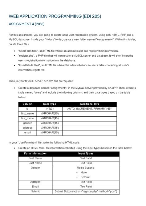 Assignment 4 Web Application Programming Web Application