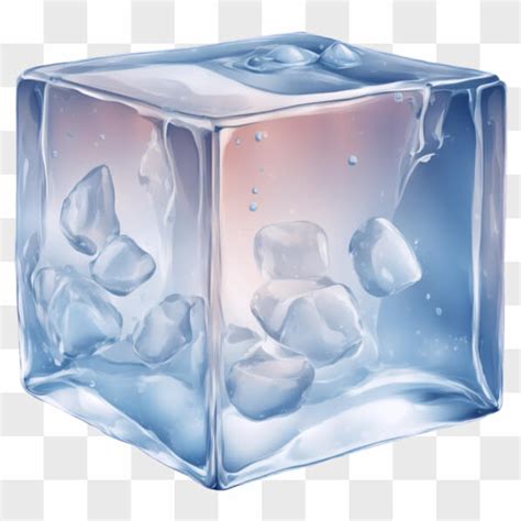 Download Clear Ice Cube With Embedded Ice Shards Cartoons Online