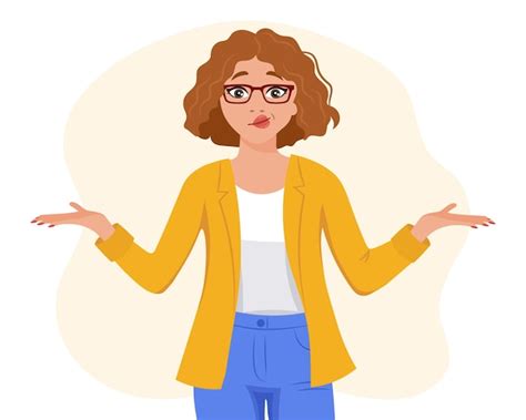 Premium Vector A Young Woman In Glasses With An Expression Of
