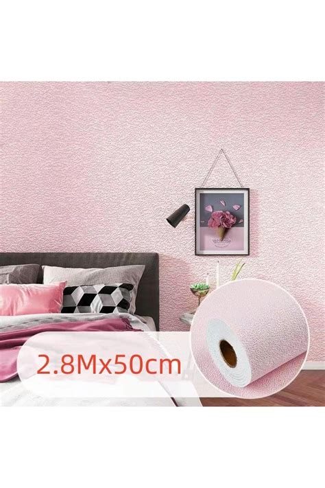 Renkli Duvarlar 50x280cm Pembe Kendinden Yapışkanlı Isı Ve Ses