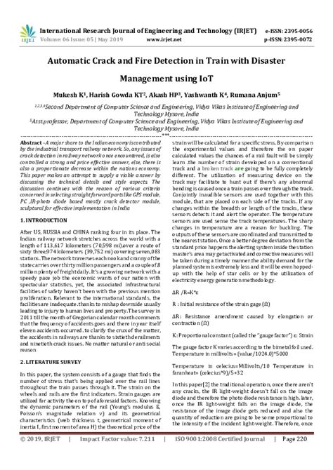 Pdf Iot Based Fire And Crack Detection In Trains