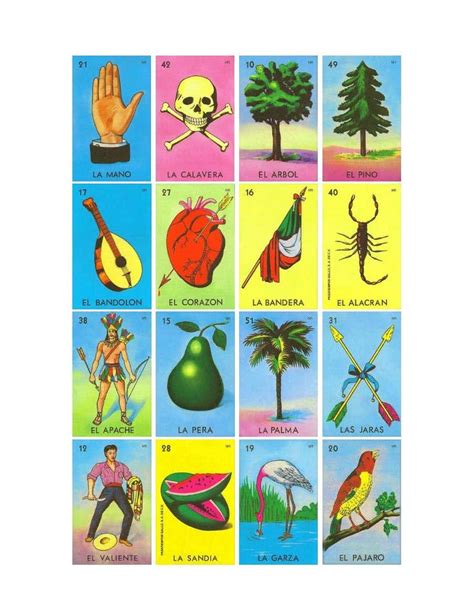 Cartas De Lotería Lotería Mexicana Baraja De Loteria Mexicana