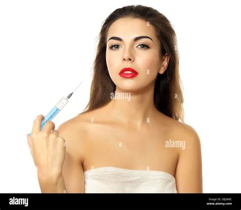 Young Beautiful Woman With A Gauze Bandage On Her Chest Holding