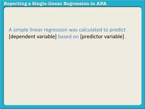 Reporting A Single Linear Regression In Apa Ppt