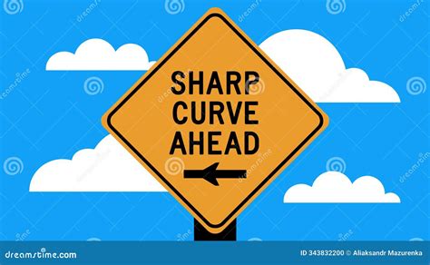 Stylized Road Sign Warning Of Sharp Curve Ahead Stock Vector