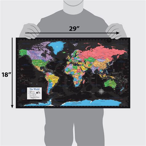 2 Pack Laminated World Map And Us Map Poster Set Wall