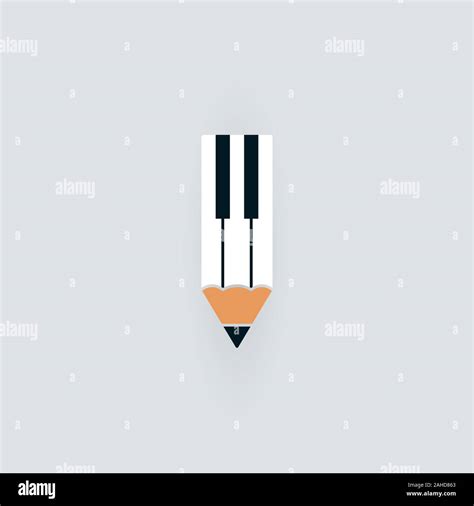Piano Keyboard Symbols With Pencil Abstract Music And Education Logo