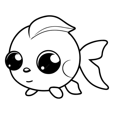 白い背景に孤立した可愛いカワイア漫画の魚 プレミアムベクター