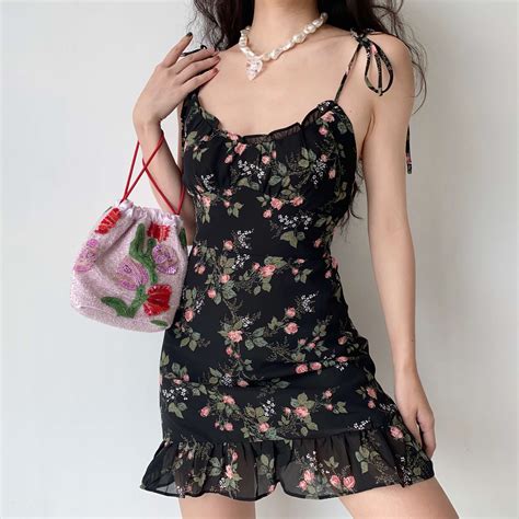 Vintage Flower Suspender Dress Cutiekill