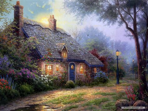 Thomas Kinkade Christmas Cottage Wallpaper