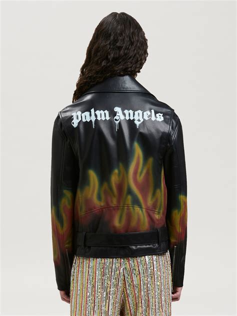 Burning Leather Jacket Palm Angels® Official