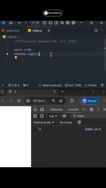 Differences Between Var Let Const 🧑‍💻 Codewithimraan Javascript Js